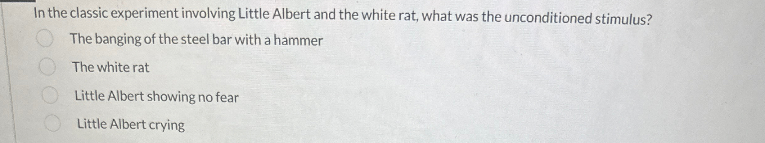 Solved In the classic experiment involving Little Albert and | Chegg.com