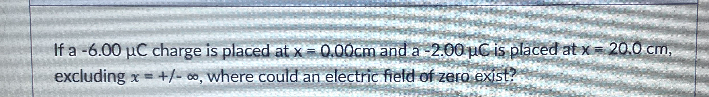 Solved If a -6.00μC ﻿charge is placed at x=0.00cm ﻿and | Chegg.com