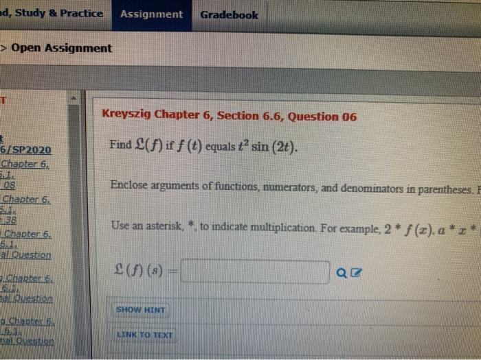 Solved d, Study & Practice Assignment Gradebook Open | Chegg.com