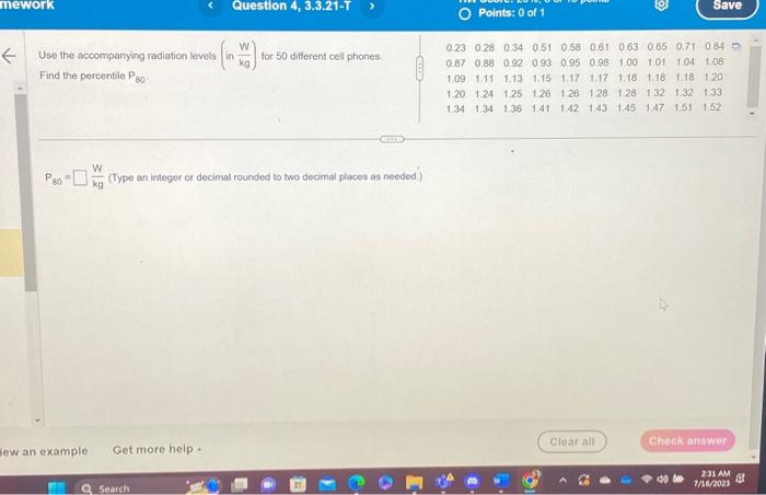 Solved Use the accompanying radiation levels ( in kgW) for | Chegg.com