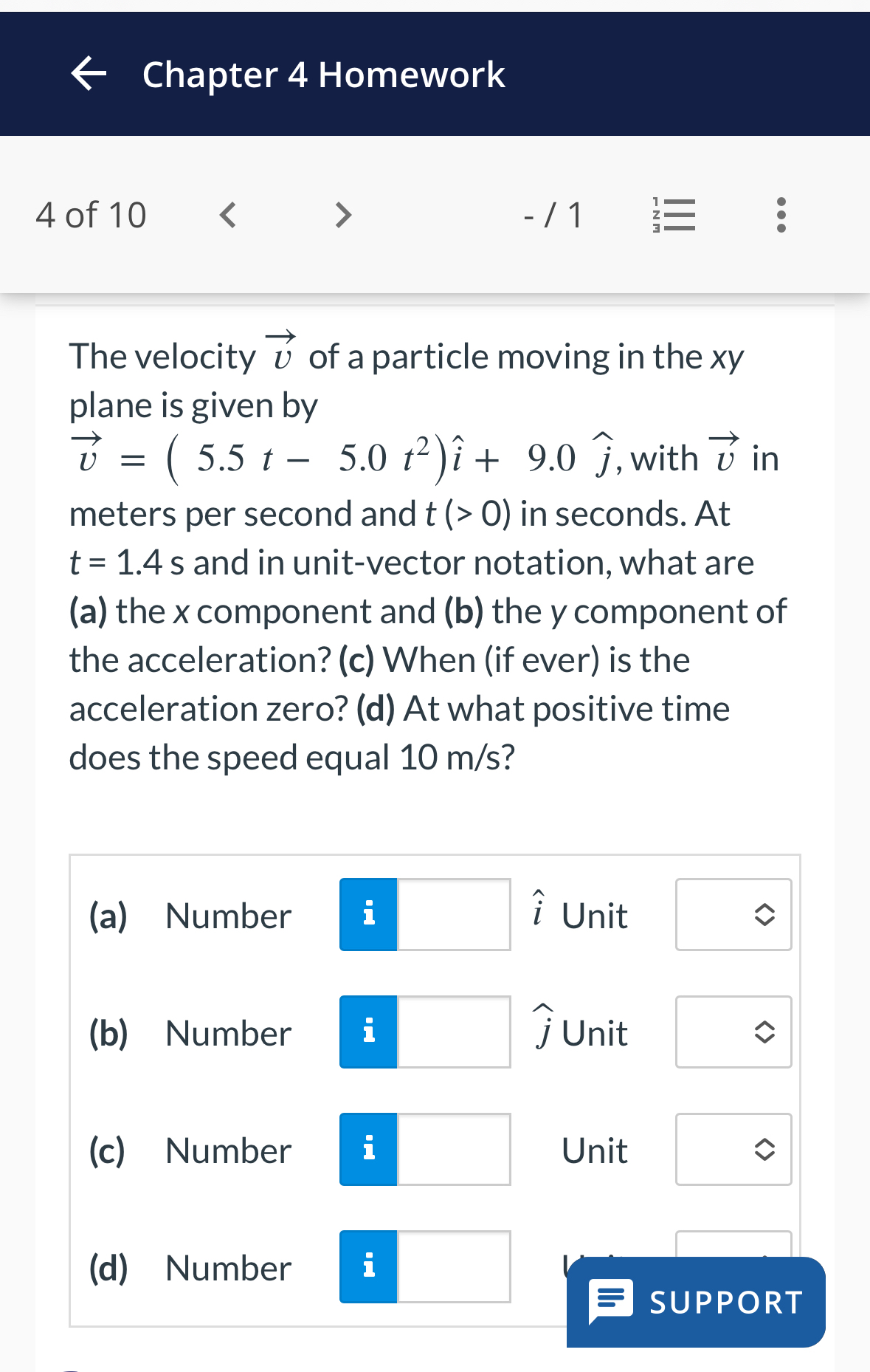 Solved Chapter 4 ﻿Homework4 ﻿of 10-1:The velocity vec(v) ﻿of | Chegg.com