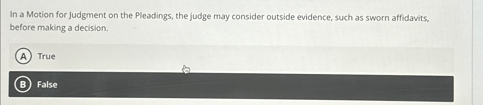 Solved In a Motion for Judgment on the Pleadings, the judge | Chegg.com