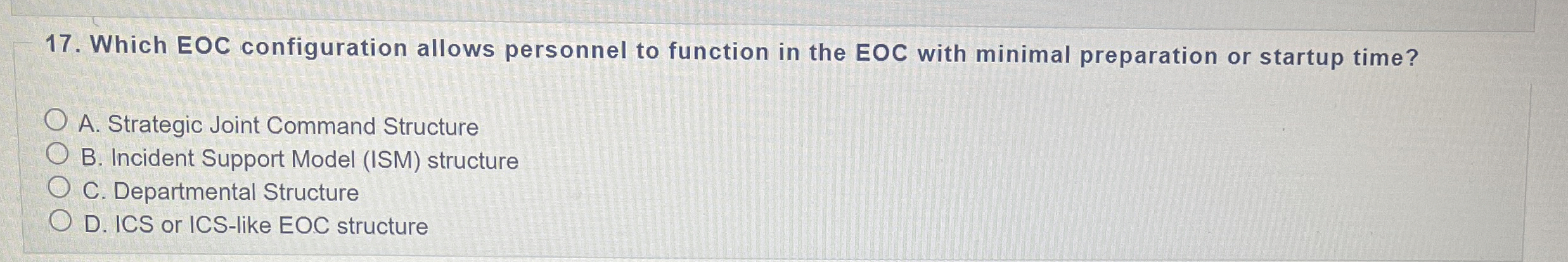 Solved Which EOC configuration allows personnel to function | Chegg.com