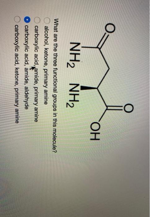 Solved OH NH2 NH2 What are the three functional groups in | Chegg.com