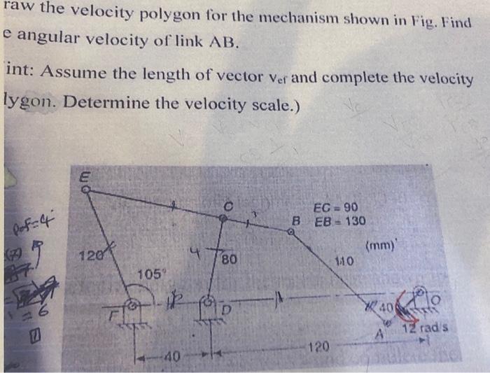 Solved draw the velocity polygon for the mechanism shown in | Chegg.com
