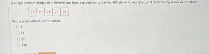 Solved A simple random sample of 5 observations from a | Chegg.com