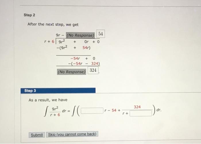 Solved After the next step, we get −54r+0 324−(−54r−324). | Chegg.com