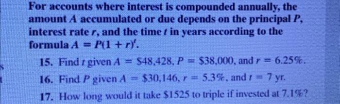 Solved For accounts where interest is compounded annually, | Chegg.com