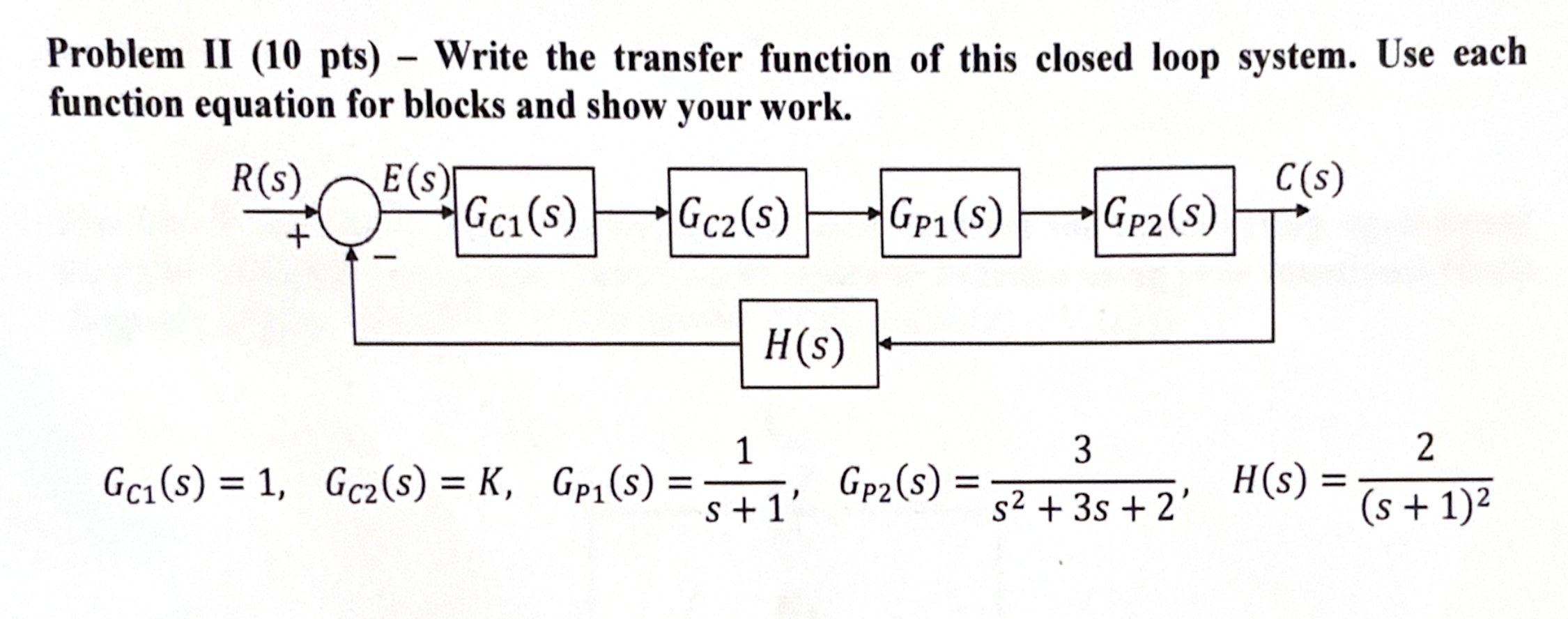 Problem II ( 10 pts ) - ﻿Write the transfer function | Chegg.com