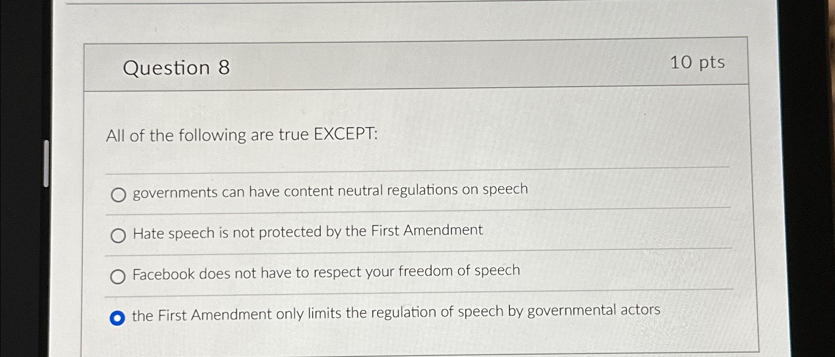 Question 810ptsAll of the following are true | Chegg.com