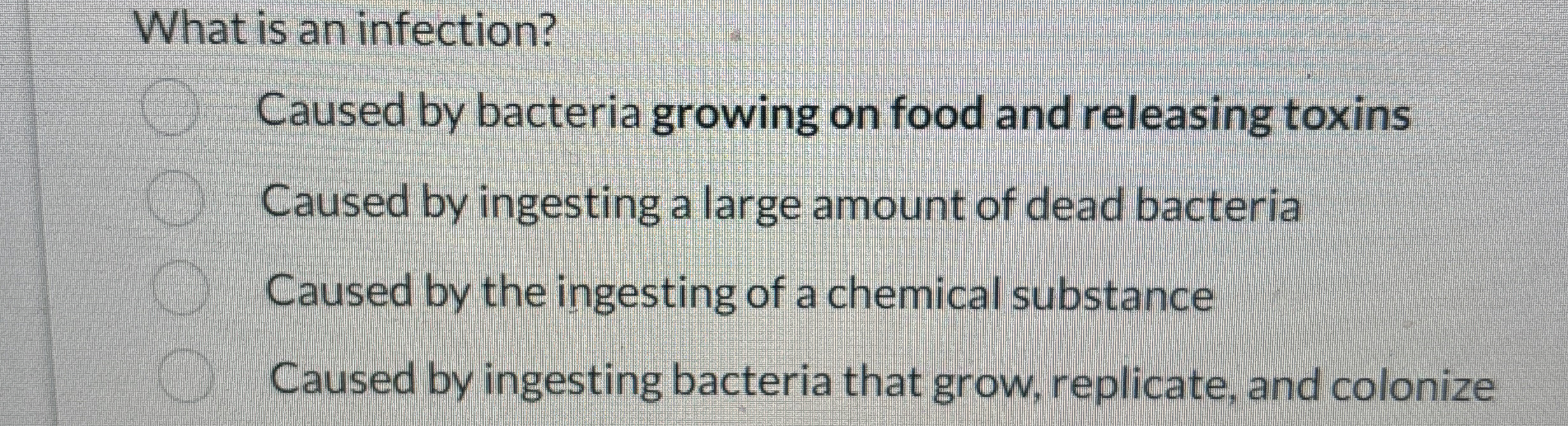 Solved What is an infection?Caused by bacteria growing on | Chegg.com