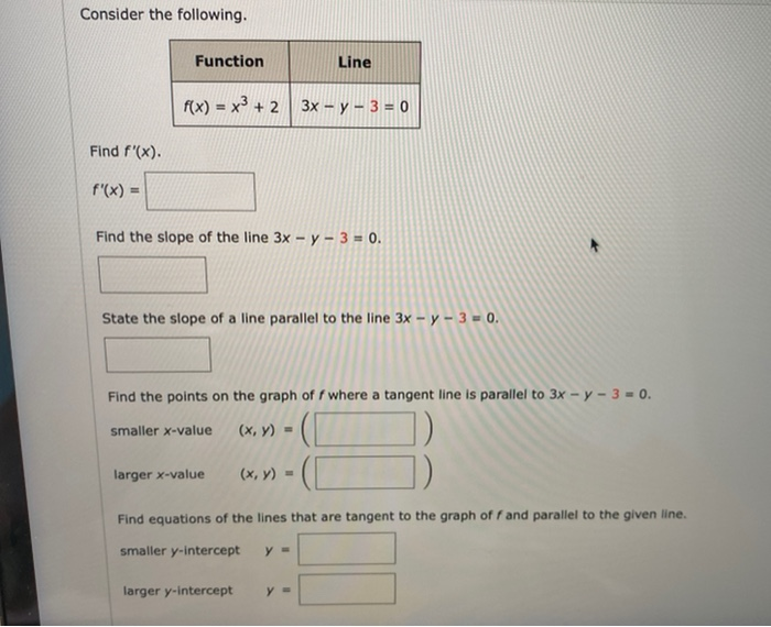 Solved Consider the following. Function Line f(x) = x3 + 2 | Chegg.com