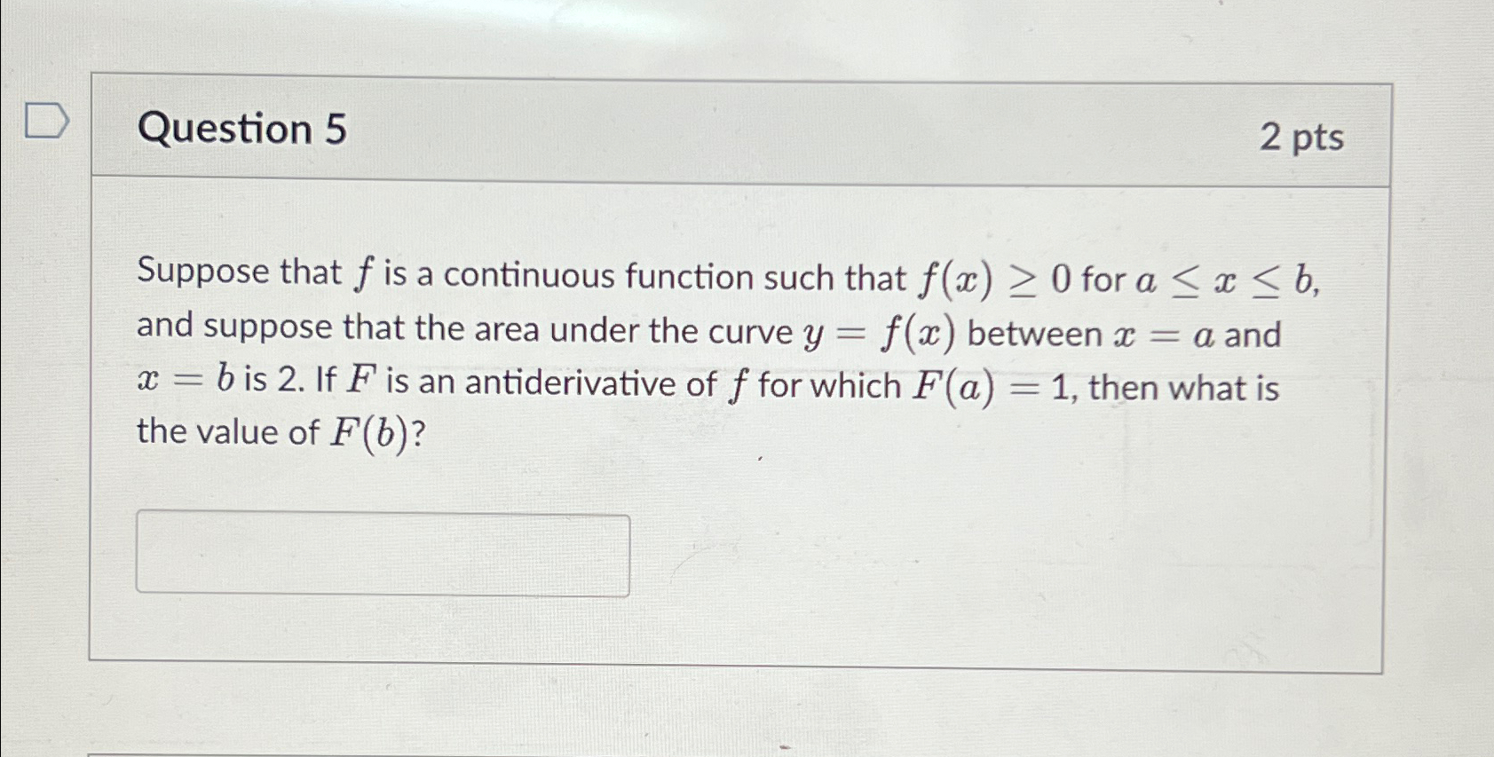 Solved Question 52 ﻿ptsSuppose that f ﻿is a continuous | Chegg.com