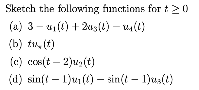Solved Sketch the following functions for | Chegg.com