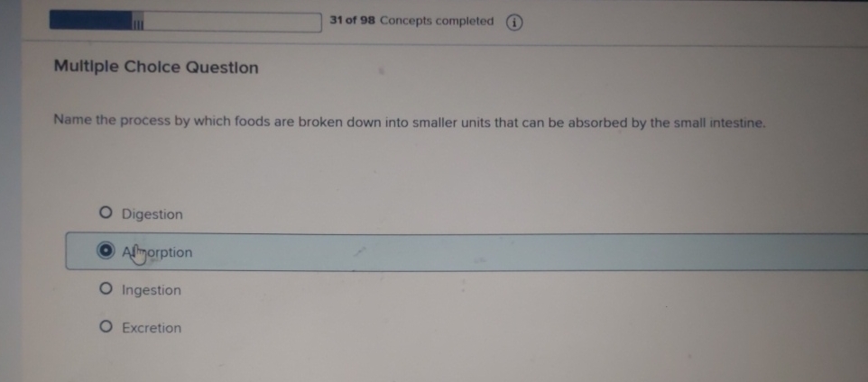 Solved 31 ﻿of 98 ﻿Concepts completedMultiple Cholce | Chegg.com
