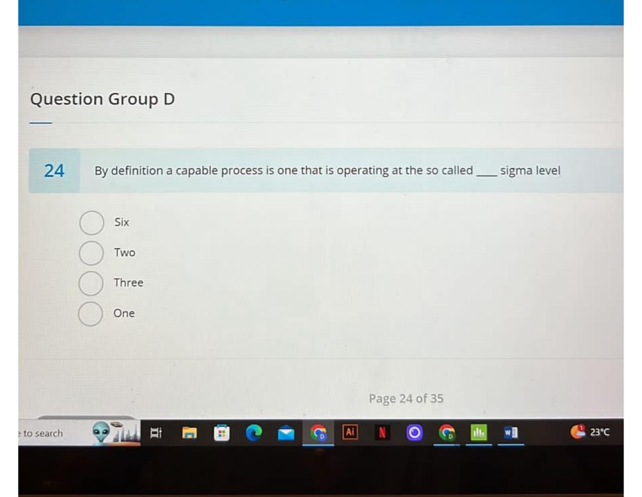 Solved Question Group D24By definition a capable process is | Chegg.com