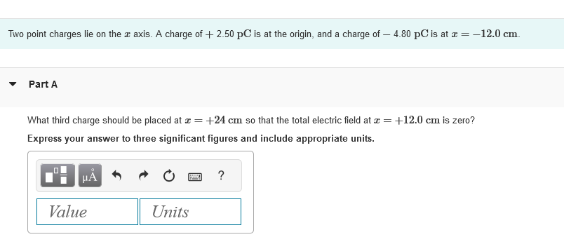 Solved Two point charges lie on the x ﻿axis. A charge of | Chegg.com