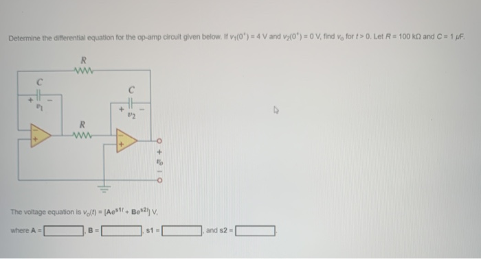 Determine the differential equation for the op-amp | Chegg.com