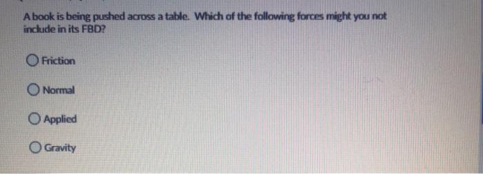 Solved A book is being pushed across a table. Which of the | Chegg.com