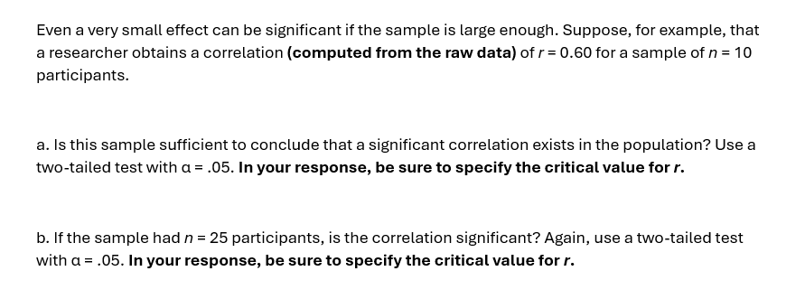 Solved Even a very small effect can be significant if the | Chegg.com