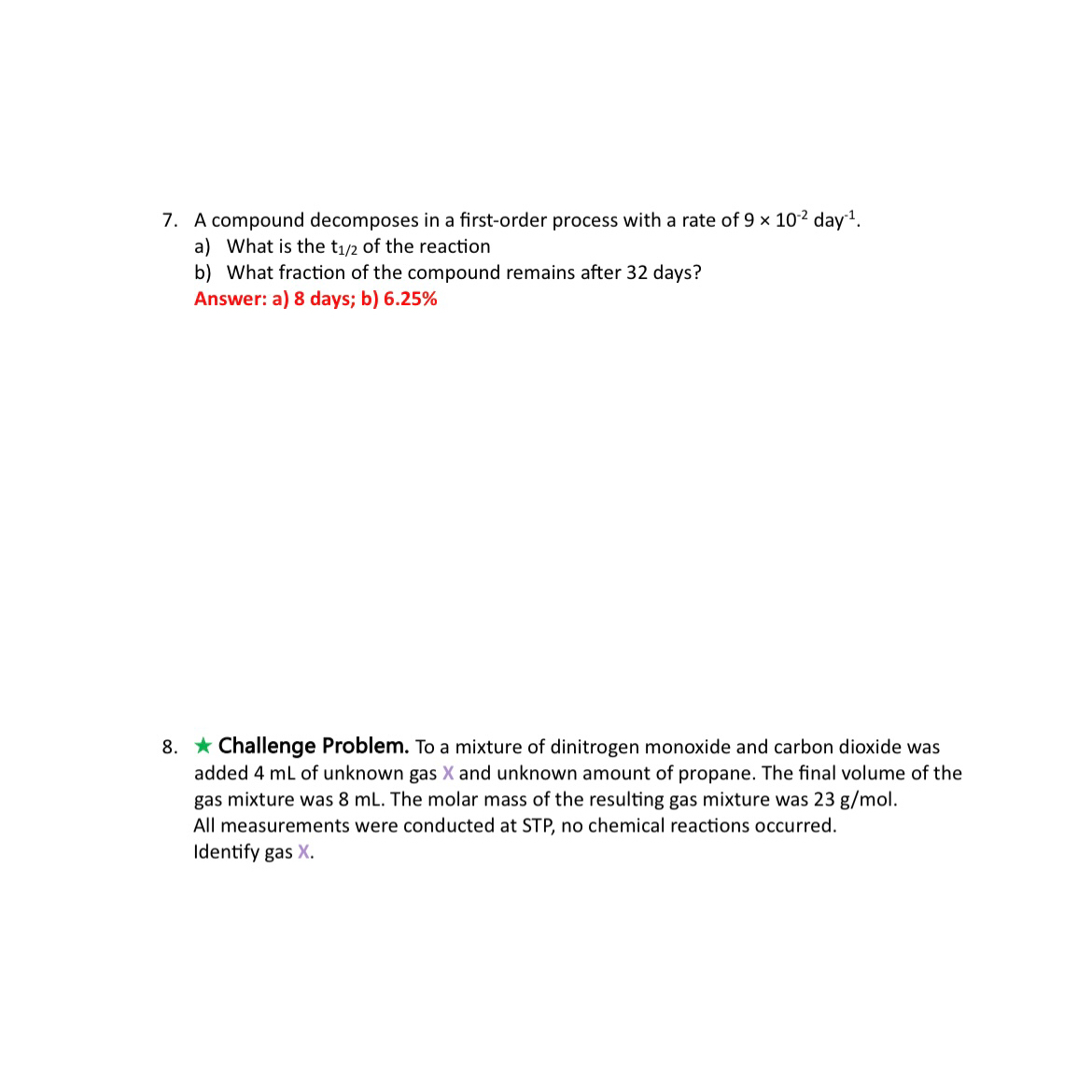 Solved A compound decomposes in a first-order process with a | Chegg.com