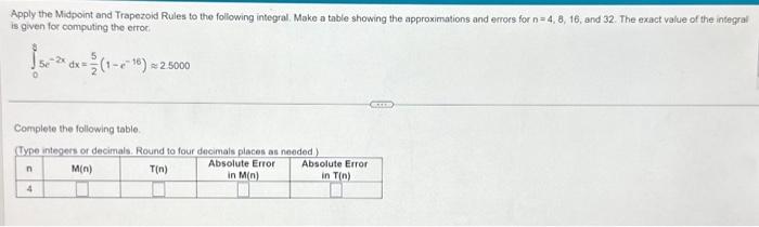 Solved Apply the Midpoint and Trapezoid Rules to the | Chegg.com