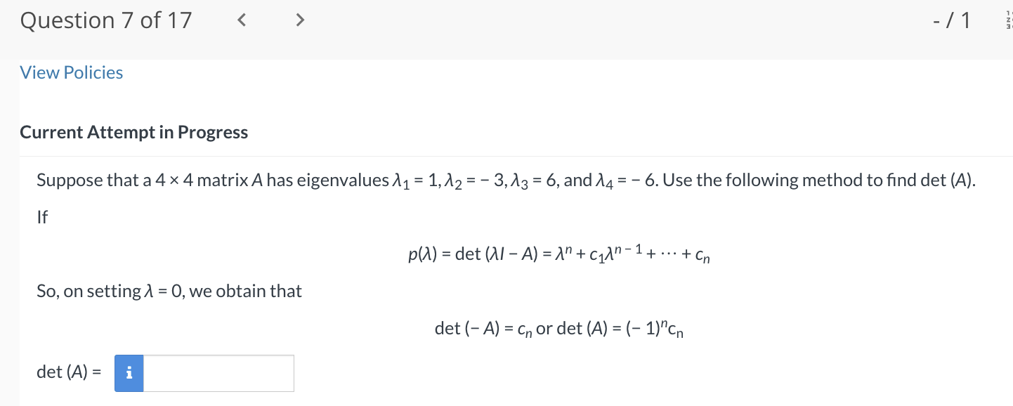 Solved Current Attempt in ProgressSuppose that a 4×4 ﻿matrix | Chegg.com