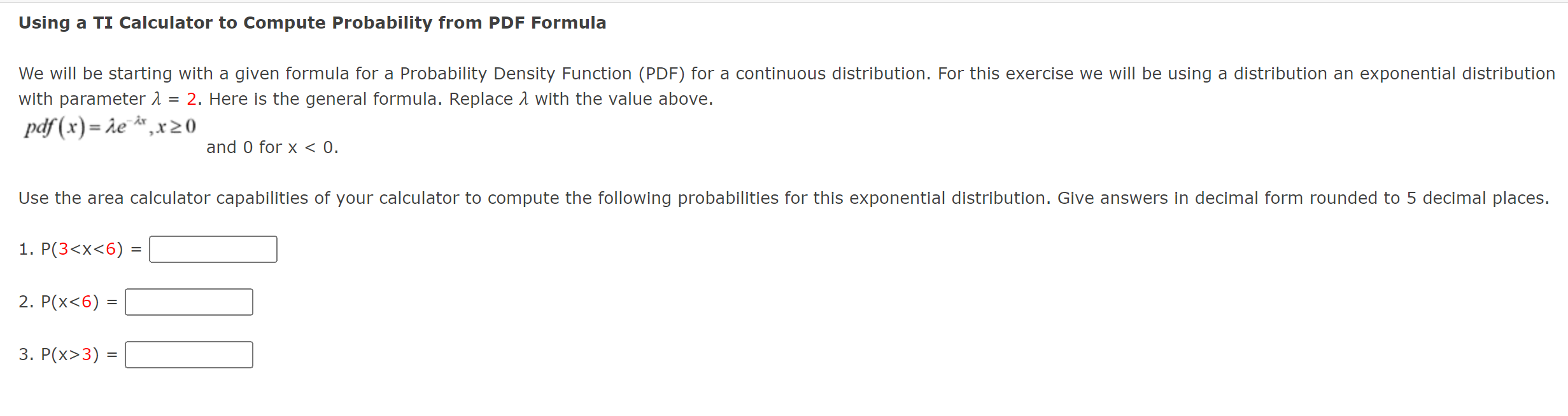 Solved Using a TI Calculator to Compute Probability from PDF | Chegg.com
