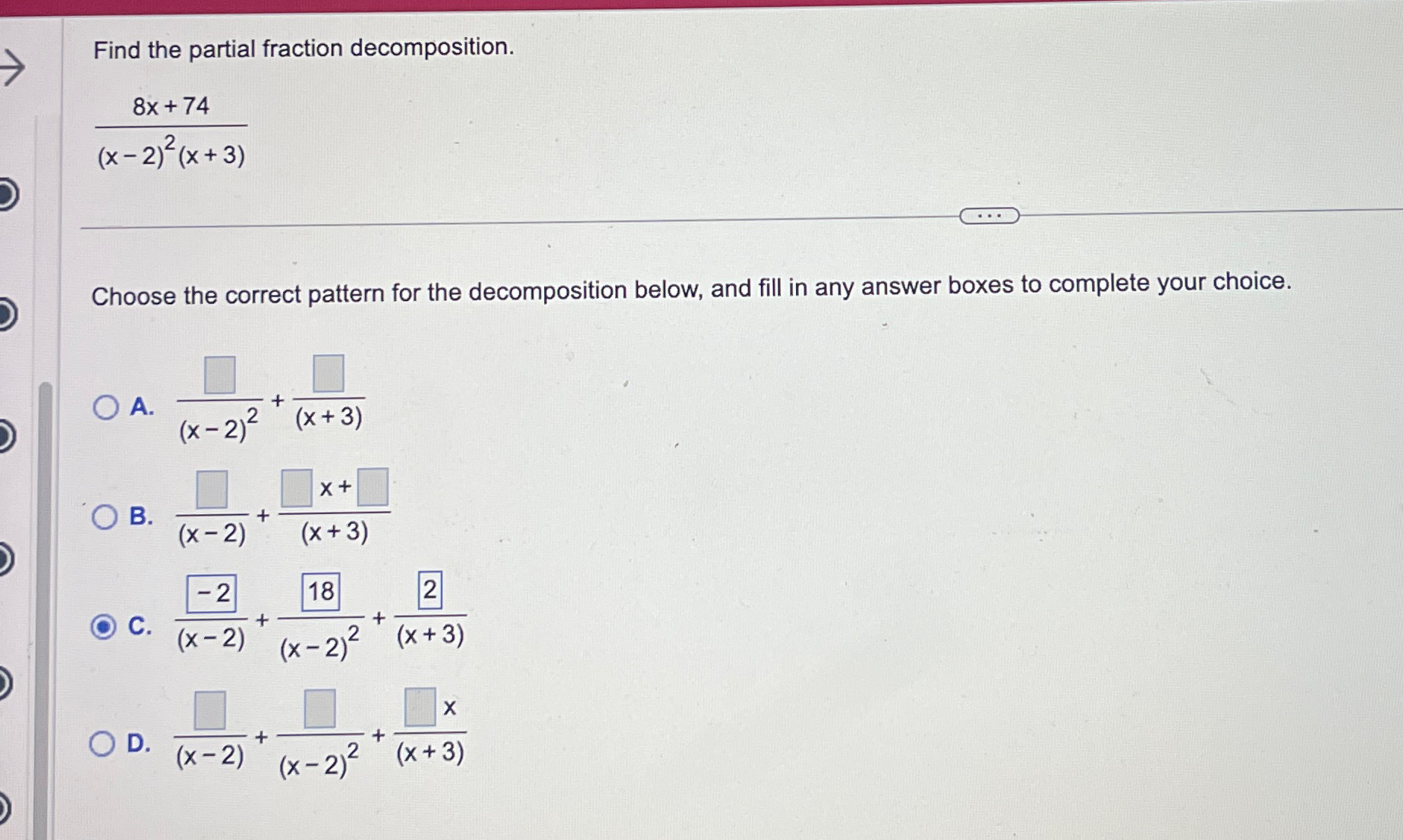 Solved Find the partial fraction | Chegg.com