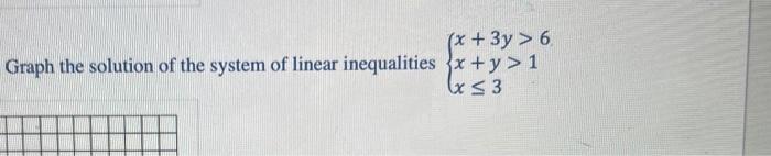Solved (x + 3y > 6 Graph the solution of the system of | Chegg.com