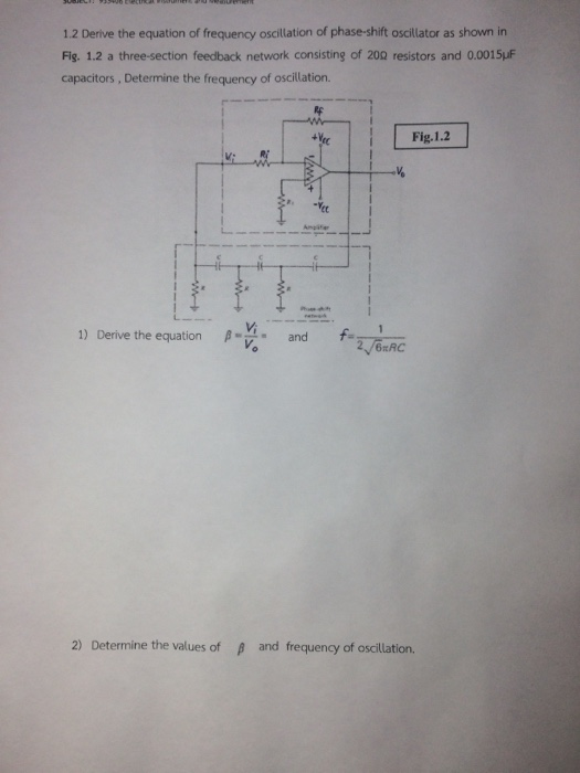 Solved 1.2 Derive the equation of frequency oscillation of | Chegg.com