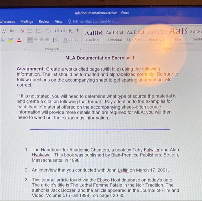 Solved References Mailings Review mladocumentationexercises | Chegg.com