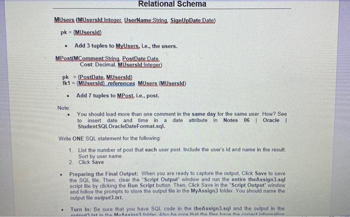 Solved INSERT and DROP statements. The assignment also | Chegg.com