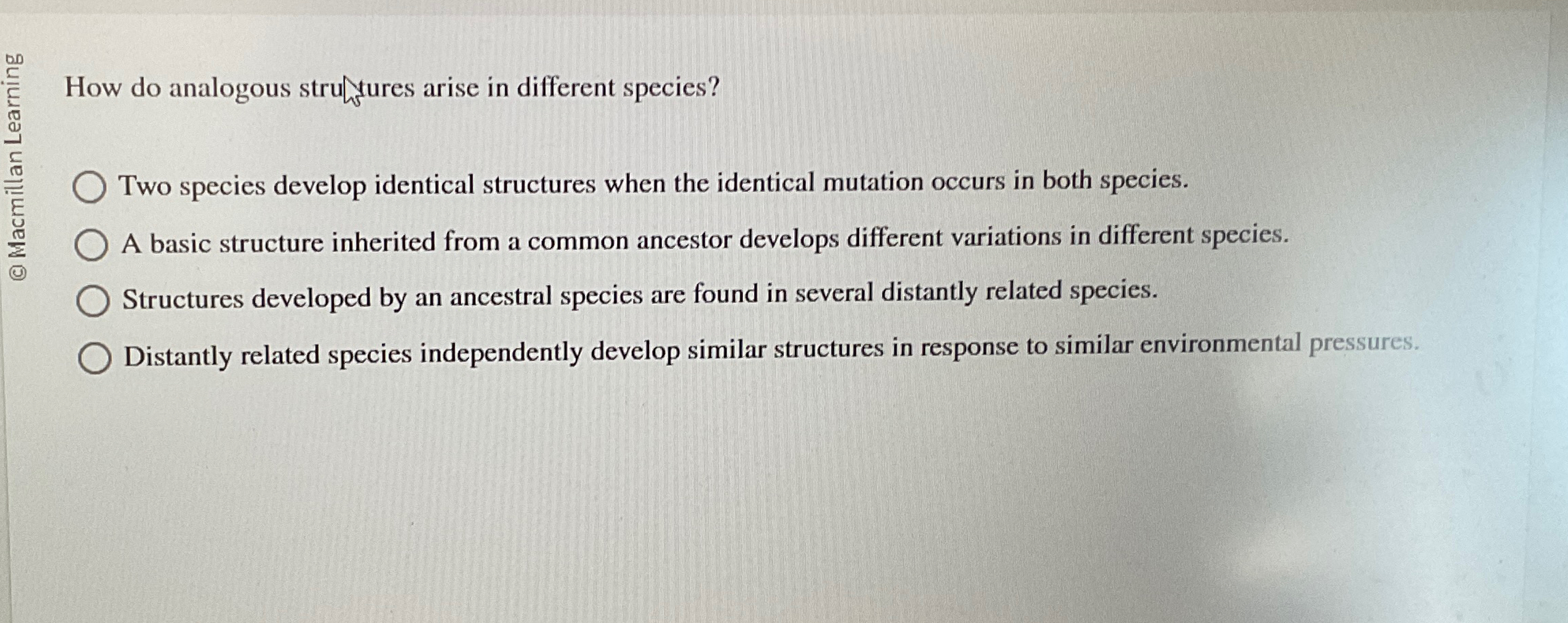Solved How do analogous strufures arise in different | Chegg.com
