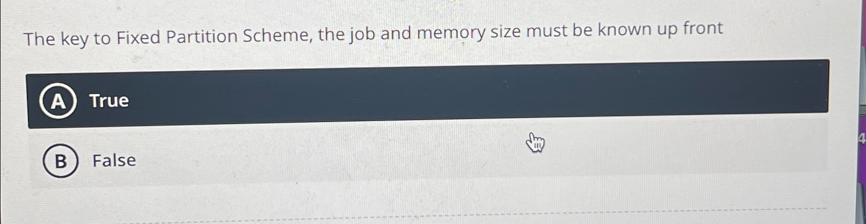 Solved The key to Fixed Partition Scheme, the job and memory | Chegg.com