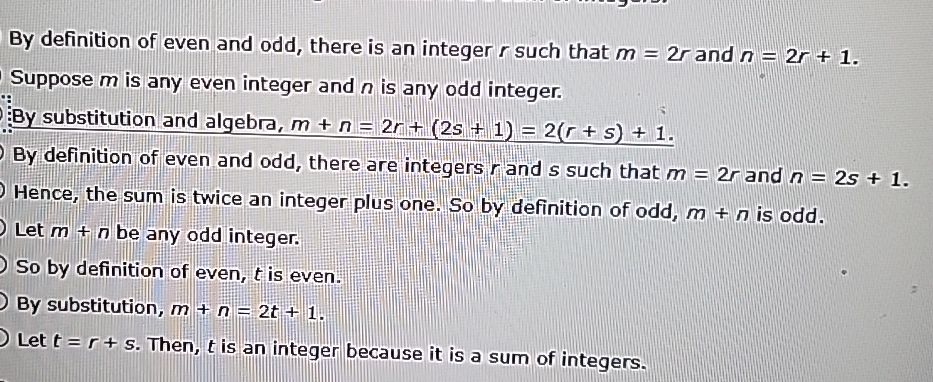 Solved By definition of even and odd, there is an integer r | Chegg.com