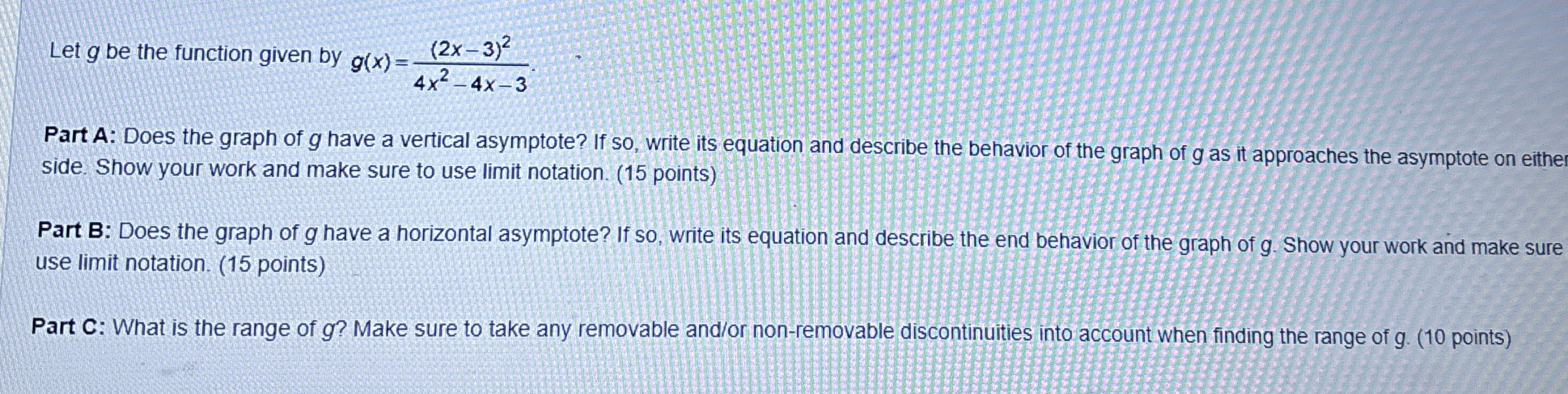 Solved Let g ﻿be the function given by | Chegg.com