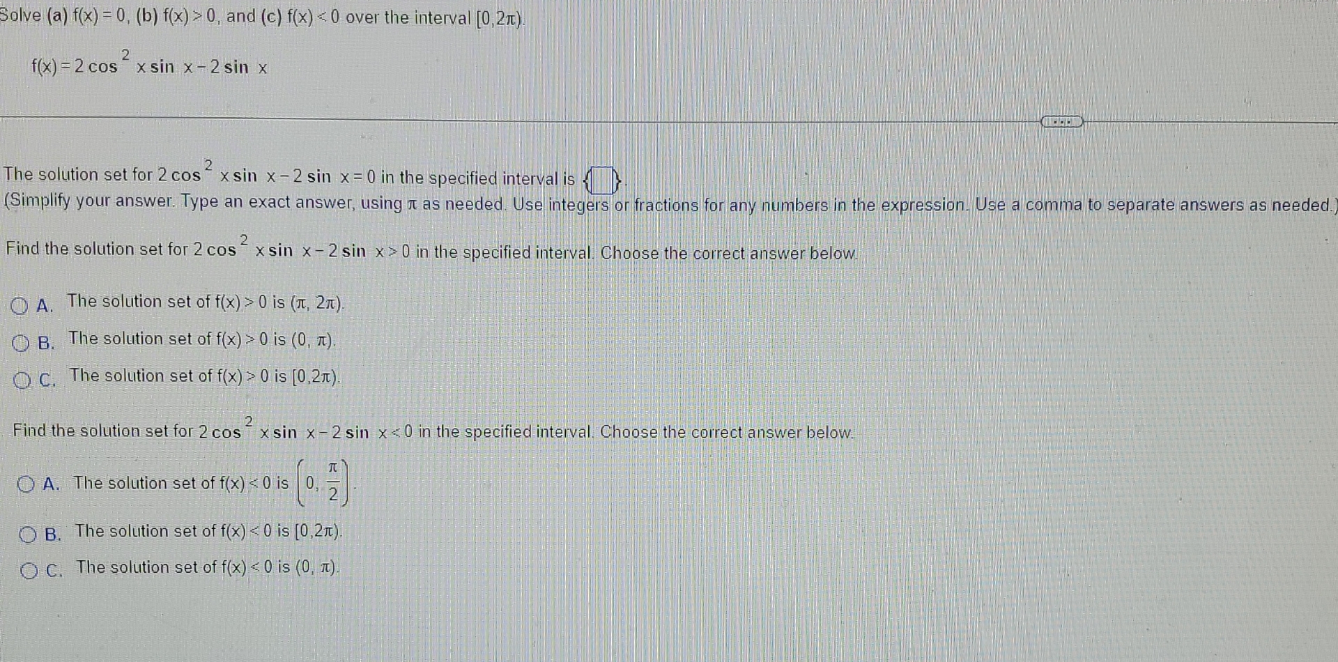 Solved Solve (a) f(x)=0, (b) f(x)>0, ﻿and (c) f(x)