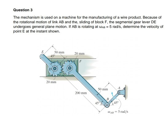 Solved Question 3 The mechanism is used on a machine for the | Chegg.com