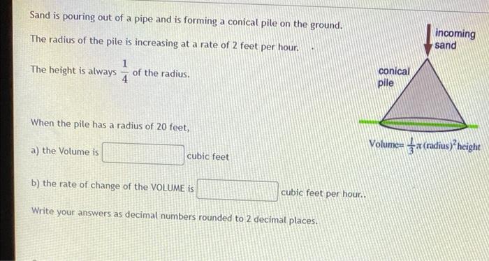 Solved a) the volume is ? cubic feetb) the rate of change of | Chegg.com