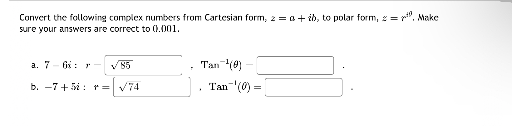 Solved Convert the following complex numbers from Cartesian | Chegg.com