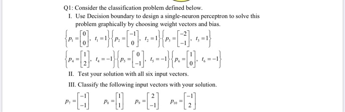Q1: Consider the classification problem defined | Chegg.com