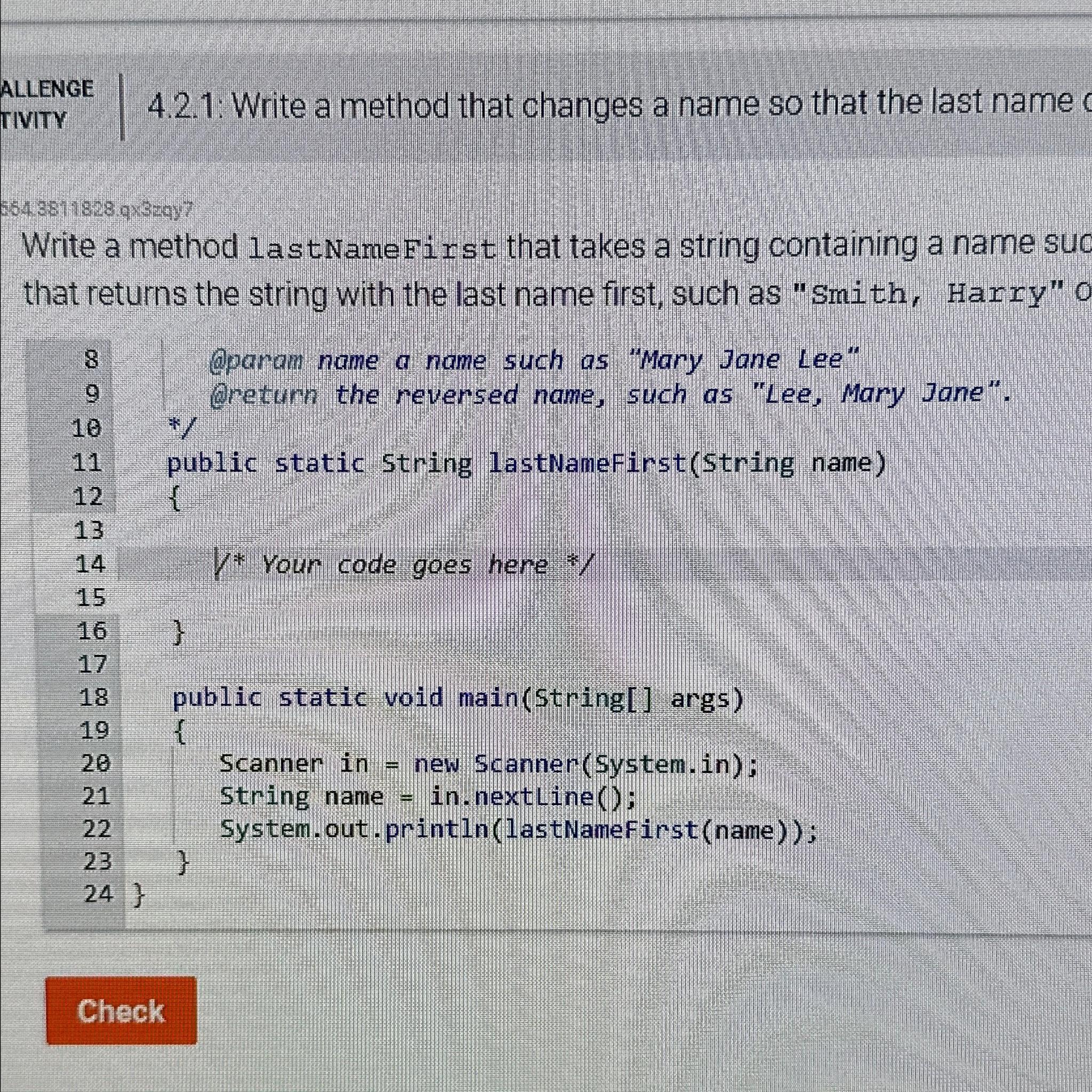 Solved ALLENGETIVITY4.2.1: Write a method that changes a | Chegg.com