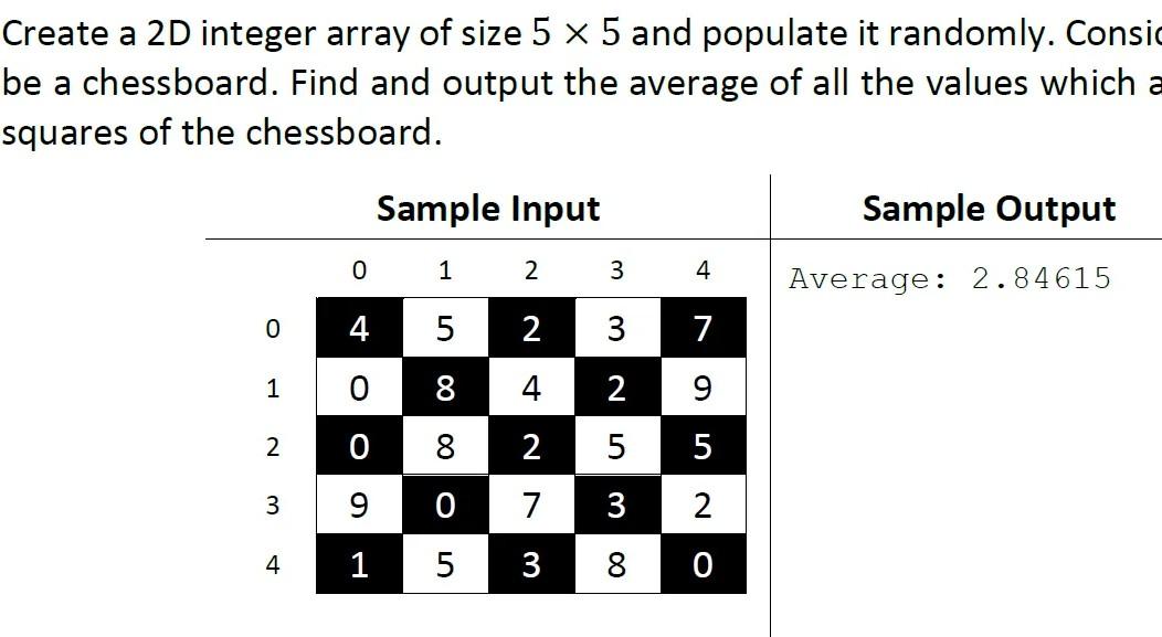 Solved Create a 2D integer array of size 5 x 5 and populate | Chegg.com