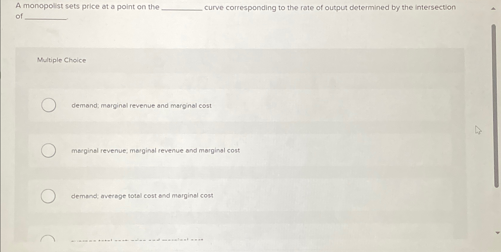 Solved A monopolist sets price at a point on thecurve | Chegg.com