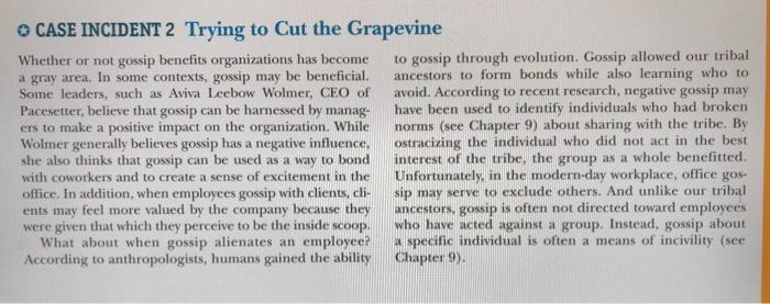 Solved CASE INCIDENT 2 Trying to Cut the Grapevine Whether | Chegg.com