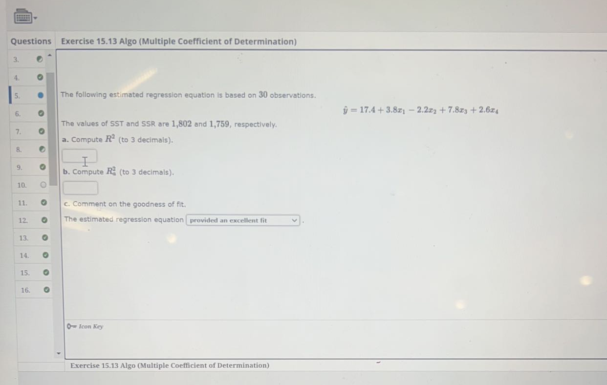 Solved QuestionsExercise 15.13 ﻿Algo (Multiple Coefficient | Chegg.com