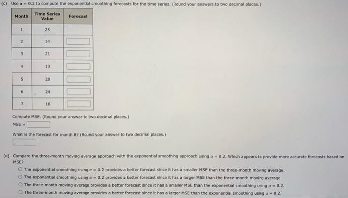 Consider the following time series data. (a) | Chegg.com