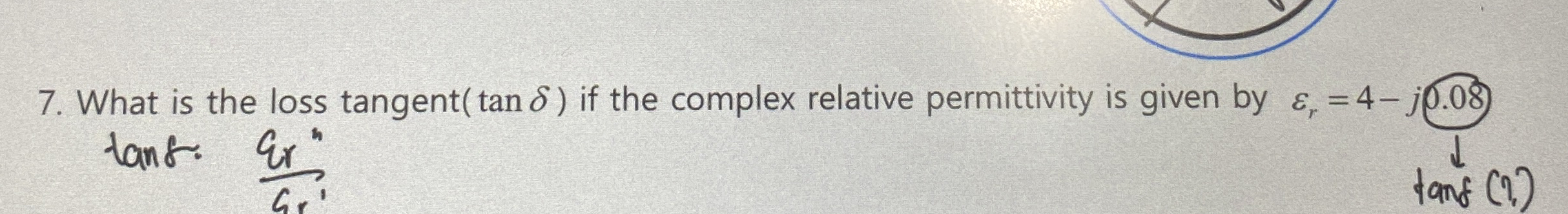 Solved What is the loss tangent(tanδ) ﻿if the complex | Chegg.com