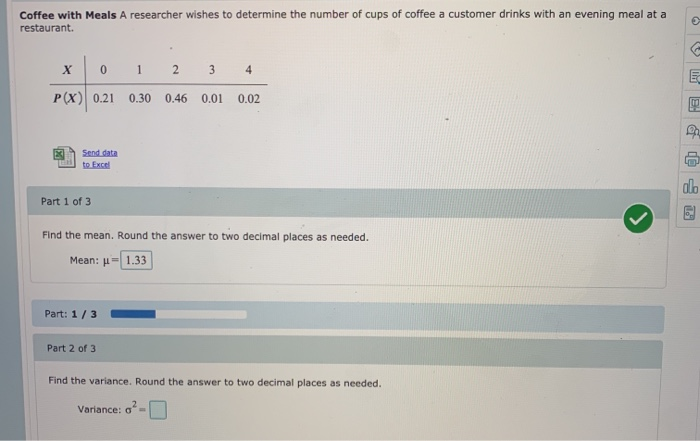 Solved Coffee with Meals A researcher wishes to determine | Chegg.com